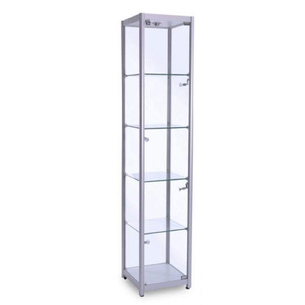 Slim Full Glass Showcase Cabinet Hire - Gem Exhibitions
